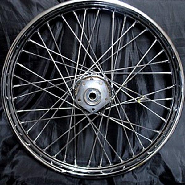 部品屋K&amp;W スポークホイールフロント(シングルディスク)用ハブ・スポーク・リムがクロームメッキ済み、及び組立て済みアクスルシャフトは3/4を使用して下さい※写真はシングルディスクの物になります21インチ1.85J40本スポークシン...