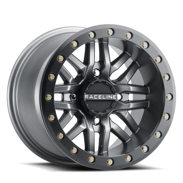 Raceline A91G Ryno 14x7in/4x156 BP/10mm Offset/132.5mm Bore - Gunmetal &amp; Black Ring Beadlock Wheelメーカー：Racelineメーカー品...