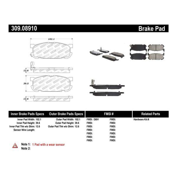 StopTech パフォーマンス 01年-05年 Miata w/ Sport サスペンション リアブレーキパッド D891メーカー：Stoptechメーカー品番：309.08910・掲載画像は、カタログより抜粋した参考画像となっております...