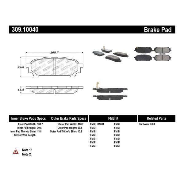 StopTech パフォーマンス 03年-05年 WRX リアブレーキパッドメーカー：Stoptechメーカー品番：309.10040・掲載画像は、カタログより抜粋した参考画像となっております。ご不安な場合は、メーカーサイトでのご確認をお願...