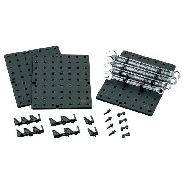 レンチラック W180XD150XH5.5 X3枚セットベース180X140X5.5 3枚ラックピンA 小サイズ用(19X21程度迄)3本掛け 4個ラックピンB 大サイズ用(19X21から24X27程度)2本掛け：2個ラックピンC 小サイズ...