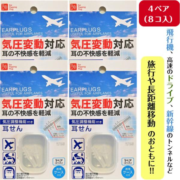 気圧の変化によって発生する耳の不快感を軽減できる耳栓です。飛行機でのフライト中や新幹線のトンネル走行中等の気圧の変化を調整し、耳鳴りや頭痛を軽減します。持ち運びに便利な携帯ケース付きです。【商品情報】●材質　　　：〈本体〉シリコーン　　　　...