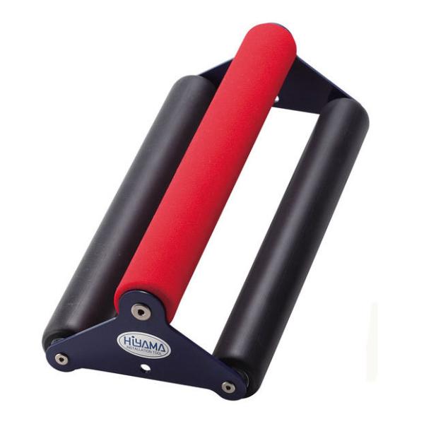 桧山　ダブルプレッサー　DP300広島　床用ローラー小型ハンディタイプの圧着ローラーです。グリップ部（赤色部分）にはスポンジが巻いてあり、手になじみます。ローラー部は硬質ゴムが巻いて有ります。サイズ　全長305×巾145×高さ90mm　重量...