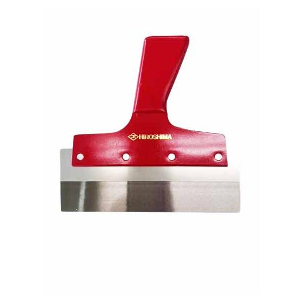 装天パテベラ2in1 持ち手が太く握りやすいパテベラです。 薬指の部分に適度な窪みがありフィットします。 装天パテベラ1のブレード形状に装天パテベラ2の先端研磨のしなる刃を装着しました。 ブレードの長さ5cm サイズ6.5寸　