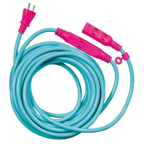 10m延長コード　中間タップ付きセブンタップコード広島　延長コード　中間タップ付き　長さ：10m　　コード：15A　VCT1.25　2芯日本製スカイブルー・イエロー・パープルの3色長さ：10m　　コード：15A　VCT1.25　2芯日本製