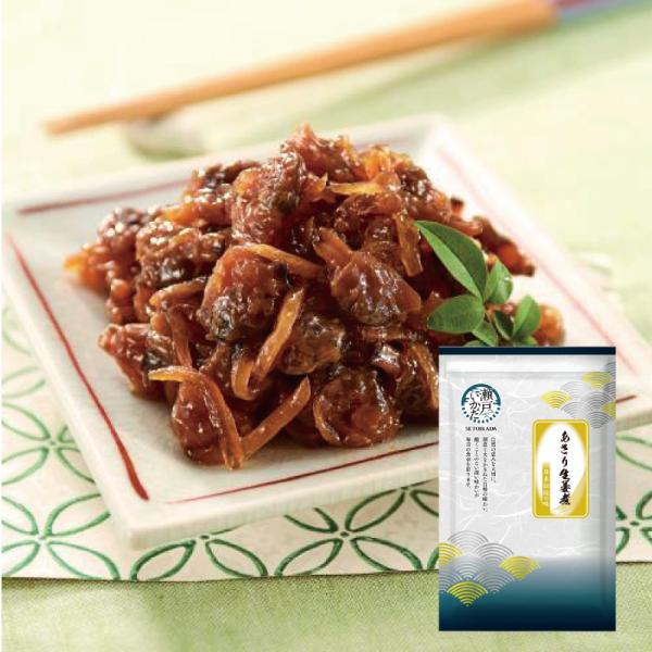 ●瀬戸筏あさり生姜煮 120ｇおにぎりやお弁当の具材におすすめの魚介佃煮。あさりをふっくら柔らかく炊きあげ、しょうがと合わせました。原材料名：あさり（中国産）、砂糖、しょうゆ、しょうが、発酵調味料、寒天／ソルビトール、調味料（アミノ酸等）、...