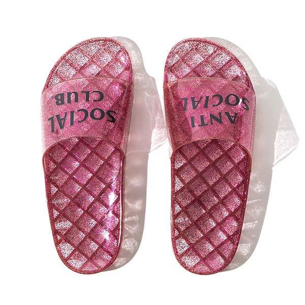 AntiSocialSocialClub (アンチソーシャルソーシャルクラブ) レディース サンダル スリッパ Everything Glitters At The Beginning Pink Jelly Slides カジュアル ストリ...