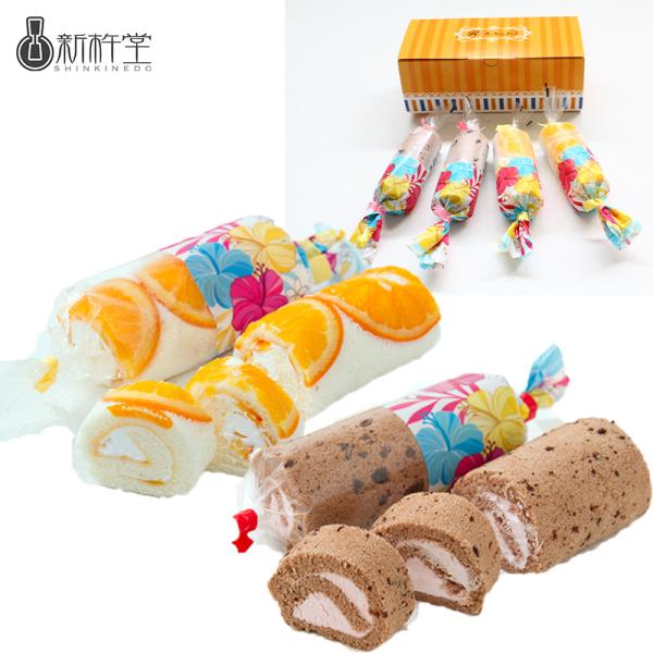 岐阜 新杵堂 アイスロール アソート（4本入り）新感覚！片手で気軽に本格スイーツ。 ワンハンドスイーツ。【オレンジ】さっぱり食べたい！そんな方におすすめ。後味さっぱりの植物性クリームと、マーマレードソースを巻きました。表面のオレンジがアクセ...