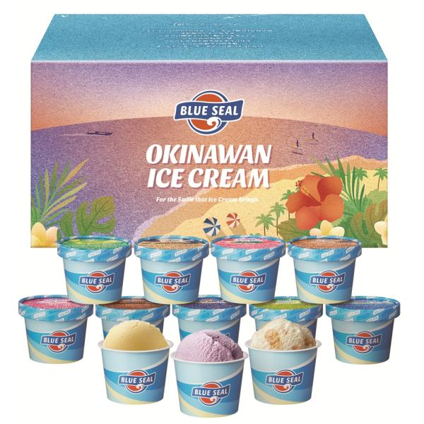 ブルーシール定番ギフト商品に直営で人気のOKINAWANフレーバーとアメリカンフレーバーを詰め合わせたギフトセット商品です。贈り物や贈答品に最適です。【内容量・重量】（バニラ、チョコレート、ストロベリー、ピスタチオ、バニラ＆クッキー、ウベ、...