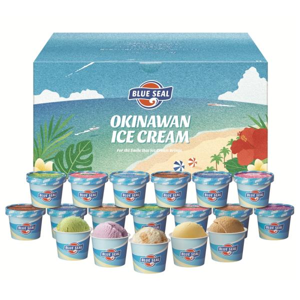 ブルーシール定番ギフト商品に直営で人気のOKINAWANフレーバーとアメリカンフレーバーを詰め合わせたギフトセット商品となります。【内容量・重量】（バニラ、チョコ、ストロベリー、沖縄紅いも、塩ちんすこう、沖縄シークヮーサー）各110g×各2...