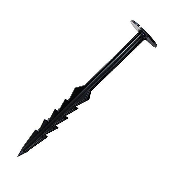■【特徴】・ギザギザな形状をした防草シート押さえ杭！先端トンガリで防草シートを貫通し、四方トゲで地面をしっかりつかみ刺しやすく、抜けにくい！打ち込み部分がフラットで、しっかり打ち込むことができます。■【本体サイズ】(約)25cm 50本入り...