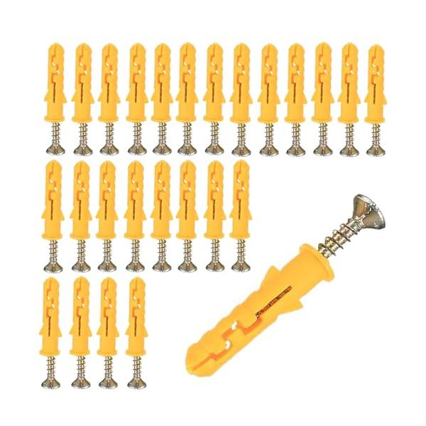 【セット内容】ボードアンカー*50個、セルフタッピングネジ* 50個。【サイズ】拡張ウォールプラグアンカーの長：40mm、直径：8mm。セルフタッピングネジの長：38mm、直径：4mm 。【耐久性のある素材】石膏ボードアンカーはプラスチック...