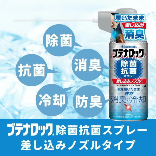 ●国内累計出荷本数120万本※1を突破した「ブテナロック除菌抗菌スプレー」から誕生●“靴を履いたまま使える”便利な新タイプの商品です。●革靴やブーツなど、外出先や仕事中に「簡単に脱げない靴」にもしっかり対応。●付属の細長いノズルを靴のすき間...