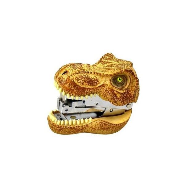 リアルな造形の恐竜雑貨シリーズ重厚感のあるティラノサウルスのステープラーサイズ 3.5W×6.5L×5Hこのような用途に文房具 セロテープ 事務 オフィス 学校 恐竜