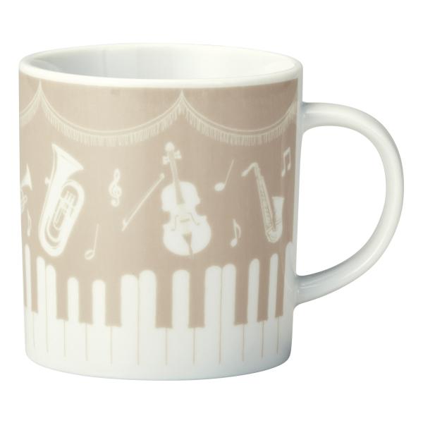 クラシカルなコンサートを連想させるホールのカーテン幕と楽器のデザインインテリアに調和する優しく淡いくすみカラーがポイントリズミカルに配置された楽器や音符がコンサートシーンを演出します■主材：磁器（ニューボン）　■個装：ダンボール　■日本製