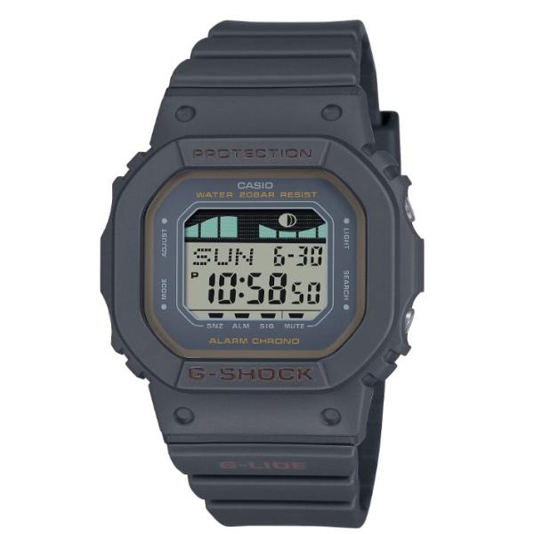 【商品特長】タイドグラフ機能付きスポーツラインG-LIDEを小型化、薄型化したモデルです。バイオマスプラスチックをベゼルとバンドに採用し、環境への負荷低減に配慮しました。機能面ではサーファー必須の機能であるタイドグラフとムーンデータも備え、...