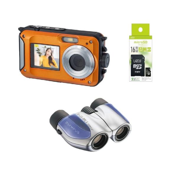 ベルソス デジタルカメラ W150-VS-OR ×1OLYMPUS コンパクト 8倍双眼鏡 8×21 DPC Ｉ ×1Lazos microSDHCメモリーカード 16GB UHS-I CLASS10 ×1上記の3点セットです■商品特長プー...