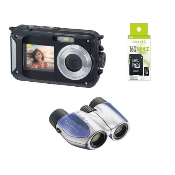 ベルソス デジタルカメラ W150-VS-BK ×1OLYMPUS コンパクト 8倍双眼鏡 8×21 DPC Ｉ ×1Lazos microSDHCメモリーカード 16GB UHS-I CLASS10 ×1上記の3点セットです■商品特長プー...