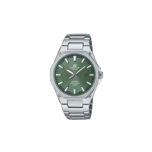 EDIFICE EFR-S108シリーズは7.8mmという薄型ケースを採用した3針アナログモデルで、装着感の良さが大きな特長です。8角形のフラットベゼルがスポーティさとラグジュアリーを両立したデザインを演出しています。