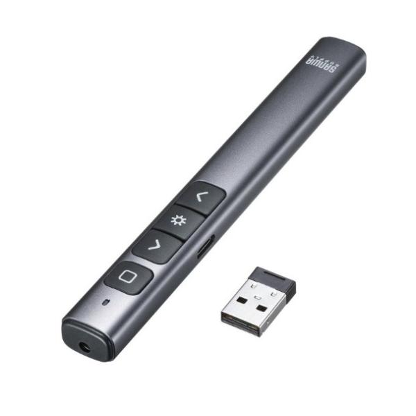 赤色光の約6倍、視覚的に見やすいとされる緑色光を使用したグリーンレーザーポインターを搭載しています。夜間には約200m先まで緑色のレーザー光線が照射可能です。※使用環境により異なる場合があります。パソコンに接続すると、ワイヤレスでページ操作...