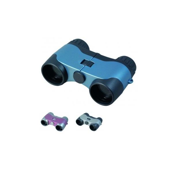 小型双眼鏡のようなデザインのオペラグラスです。眼幅調整機能があります。色はシルバー、ピンク、ブルーの３色です。ストラップが付属します。倍率：3倍対物レンズ有効径：２８ｍｍガラスレンズ使用本体サイズ：６６ｘ９８ｘ３２ｍｍ重さ：８５ｇ