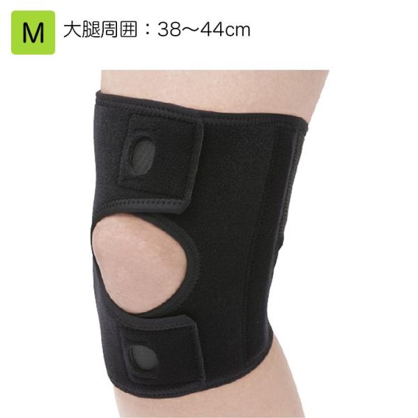 膝関節のサポート●軽度膝ＯＡなどの膝関節疾患に、簡便に装着できるサポーター。●着脱のしやすい、フロントオープン形状。●装着時に指を引っ掛ける穴があるので、つかみやすく着脱しやすい形状。●膝裏の素材に、軽量で通気性の良いダブルラッセルを採用。...
