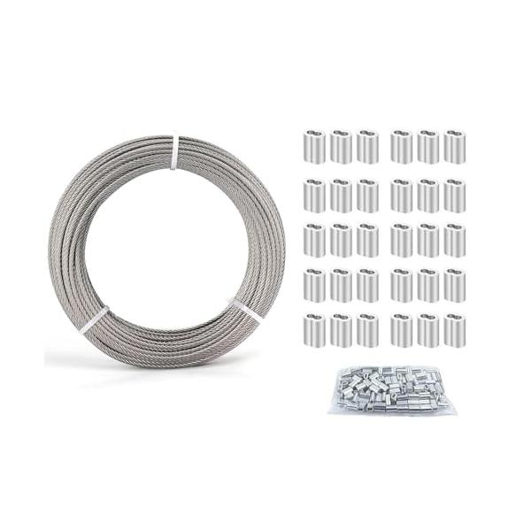 シルバー/直径1.5mm 長さ15ｍ スリーブ30個入り/Φ1.5mm 長さ15M・Model:Φ1.5mm 長さ15M・1.5mmステンレスワイヤー材質SUS304ワイヤーロープは、耐食性、耐温度性、非磁性など、鉄鋼に比べて優れた磁性を有...