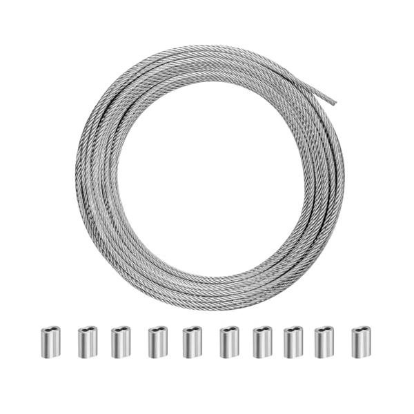 シルバー/-/2.0MM x 10m・Model:2.0MM x 10m・パッケージ内容ステンレスロープ 直径は2.0ｍｍ、長さは10ｍです。2.0mm 8文字型アルミスリーブ 10個入ります。ターミナル金具との組み合わせで様々な場面を演出...