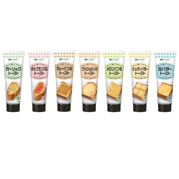 「商品情報」商品紹介【ガーリックトーストスプレッド】塗って焼くだけで、パセリで彩りを加えたガーリックトーストが楽しめます。【明太フランス風トーストスプレッド】塗って焼くだけで、ピリッと辛い明太フランス風のトーストが楽しめます。【シュガーバタ...