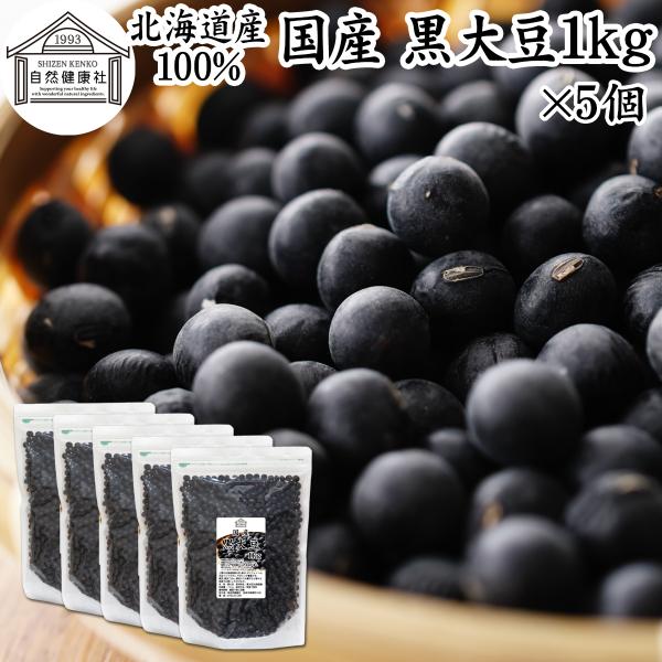 【品名】黒豆【原材料】黒豆（北海道産）※遺伝子組み換えでない【内容量】１ｋｇ×５個（約１６５日分。一日に３０ｇを使用した場合）■黒豆（黒大豆）について黒豆（くろまめ）はたんぱく質、プロテイン（アミノ酸）が豊富。畑の肉と呼ばれヘルシーな健康食...