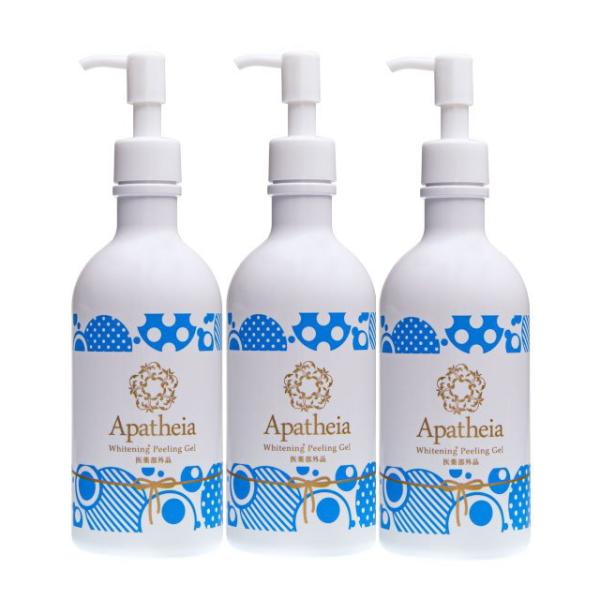 【アパティア 薬用美白ピーリングゲル プラチナム サボン 300g×3本セット】人気のアパティアから優しいサボンの香りが登場！メラニンの生成を抑え、しみ、そばかすを防ぐ薬用美白ピーリングゲルです。毛穴汚れも、古い角質も簡単オフ♪週に2〜3回...
