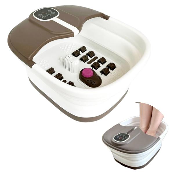【折りたたみ式フットバス ふっとひと息】全身浴に比べて心臓や内臓への負担が少なく、リラックスしながら全身温めることができる足湯です。加熱機能付き！毎回お湯を用意する手間がありません。さらに3段階(40℃/43℃/45℃)の温度調節機能付き！...