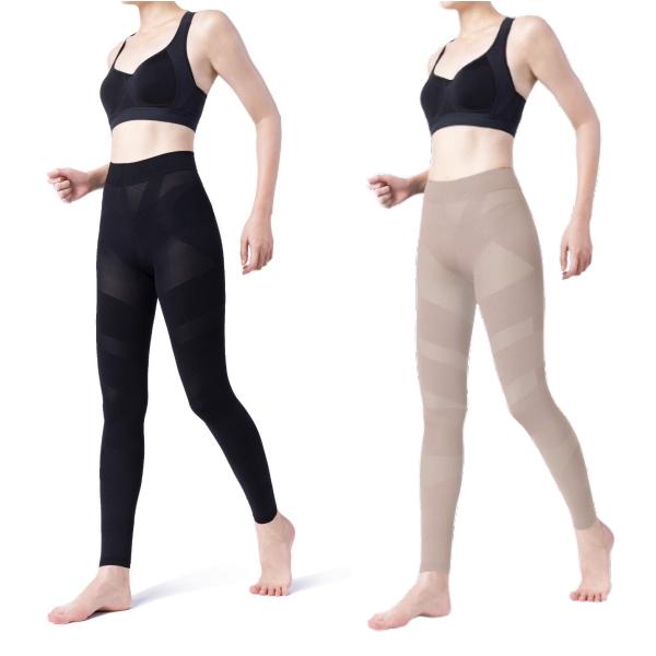 【樫木裕実監修 24H健康くびれ筋どんどん動けるスパッツ 同色同サイズ2枚組】フィットネストレーナー「樫木裕実」監修、1枚5役[1]ウエストニッパー[2]骨盤補整ベルト[3]補整ガードル[4]膝サポーター[5]ふくらはぎサポーター 24時間...