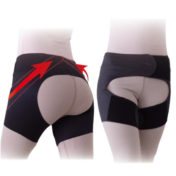 【からだにフィットする股関節のテーピングラインサポーター】理学療法士監修！体にフィットして股関節を支えてくれるサポーター。ストレッチ性のある滑らかな生地で、薄手なのに股関節にしっかりフィット。太ももから腰へ伸びるテーピングラインが、骨盤と股...