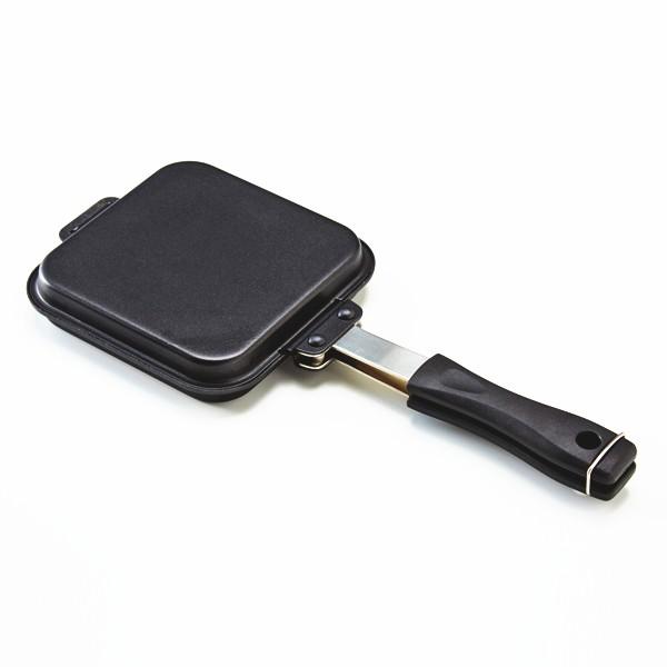 【IHマーブルコートホットサンドパン】IH対応のマーブルコートホットサンドパン！オール電化のご家庭でも使用OK。もちろん、ガスでも使用可能。外はカリカリ、中はふっくら！手軽にホットサンドが作れます！両面焼きでひっくり返しもラクラク！食パンを...