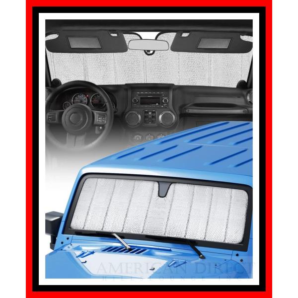 ■JEEP ラングラー TJ JK用 プレミアムフロントサンシェード(1個)です。当社のカーシェードは、2ドア/4ドアのWrangler JK JKU 2007-2018モデル、Wrangler TJ 1996-2006モデルに適合します。...