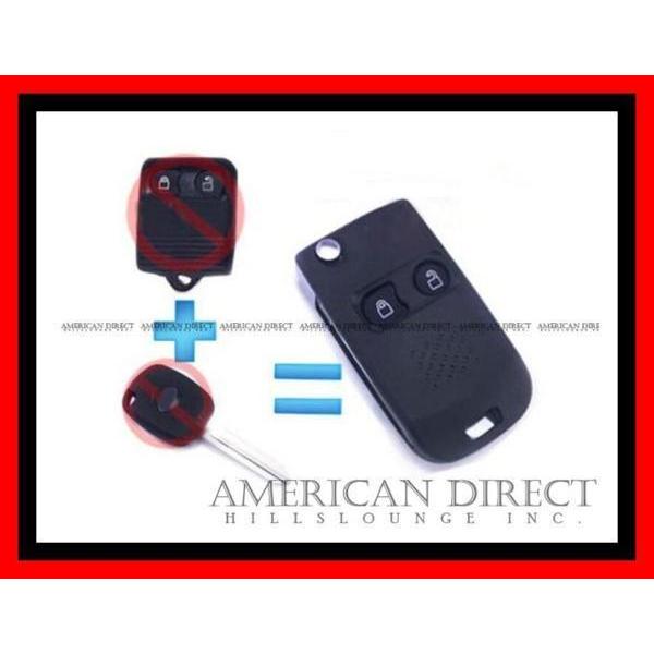 ■フォード車用キーレスリモコン（2ボタン）付ブランクキー（フリップタイプ）です。キーレスリモコンの基板を移植していただき、ブランクキーのブレードに溝切加工を行なっていただくことで、キーレスリモコン一体型のキーにすることができます。基板、イモ...