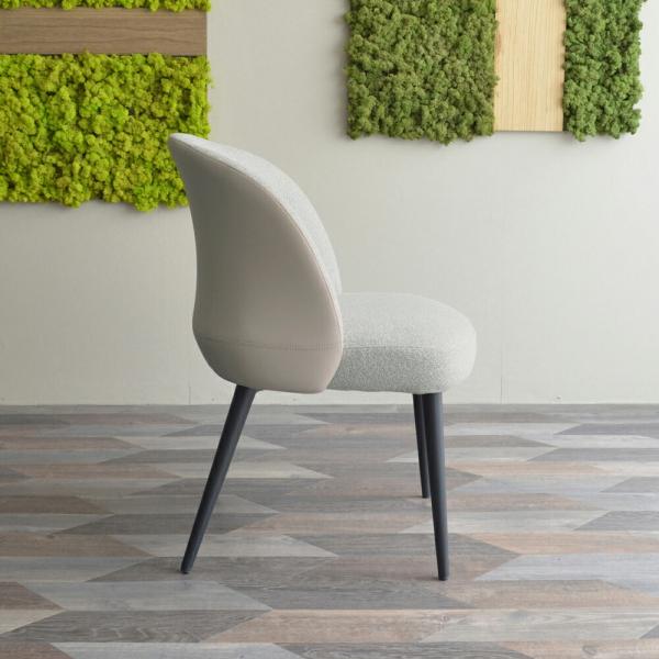 アモルチェア Amol Chair ダイニングチェア アームレス　布 　グレー　革　異素材　ツートン 　脚部スチール　モダン ファブリック カフェ オシャレ ミーティング チェアーミーティングチェア  1脚 リフレッシュチェア  オフィス ...
