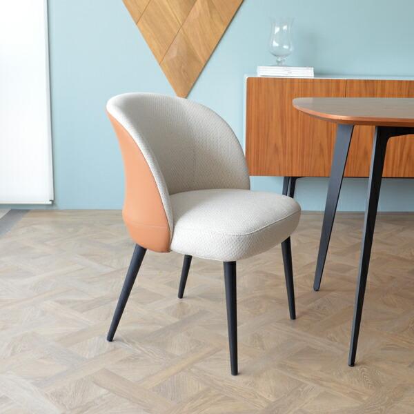 アモルチェア Amol Chair ダイニングチェア アームレス　布　革　異素材　ツートン 　脚部スチール　モダン ファブリック カフェ オシャレ ミーティング チェアーミーティングチェア  1脚 リフレッシュチェア  オフィス シンプル ...