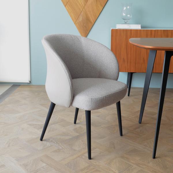 アモルチェア Amol Chair ダイニングチェア アーム 布　グレー 革　異素材　ツートン 　脚部スチール　モダン ファブリック カフェ オシャレ ミーティング チェアーミーティングチェア  1脚 リフレッシュチェアアモルチェアは、モダ...