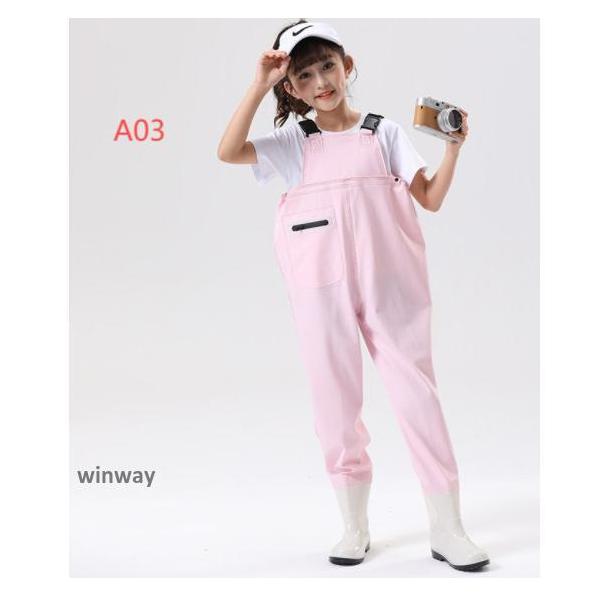 ウェーダー子供用チェストハイウェーダー胴長オーバーオールキッズ用レインウェアプレイウェアお砂場着女の子男の子ポッケト完全防水