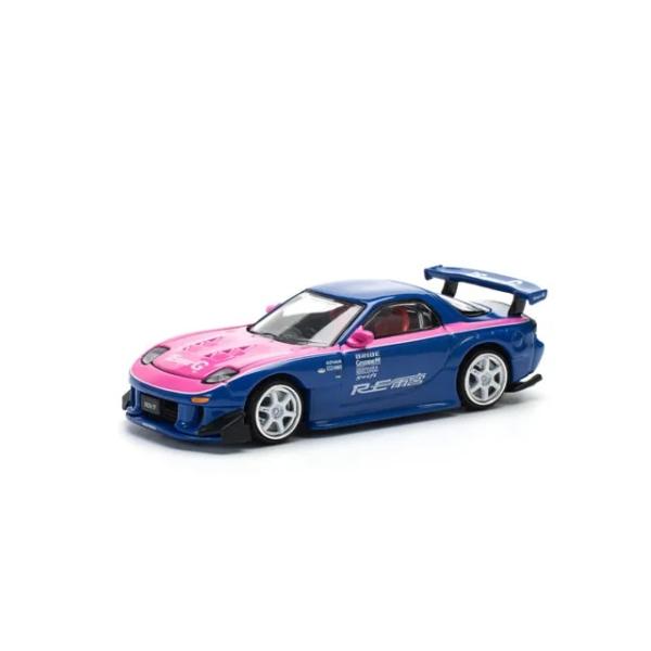 【商品説明】POP RACE　1/64 マツダ RX7 RE：雨宮 ブルー ピンク です。フロントフードには開閉ギミックを搭載し、内装シートやエンジンルームの作り込みも存分に堪能できます。※こちらの商品はゆうちょレターパックプラスかヤマト宅...