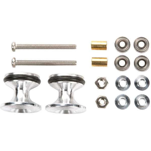 Item No:15418ミニ四駆グレードアップパーツ No.418ゴムリング付 2段アルミローラーーセット（13-12mm）DOUBLE ALUMINUM ROLLERS w/RUBBER RINGS (13-12mm)●レースでも装着率...