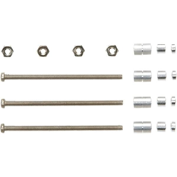 ミニ四駆グレードアップパーツ No.407ビスセットD(40mmステンレスビス)STAINLESS STEEL SCREW SET D (40mm)ローラーの取り付けなどに使う強度の高いステンレス製の2×40mmビス3本をはじめ、高さ調整に...