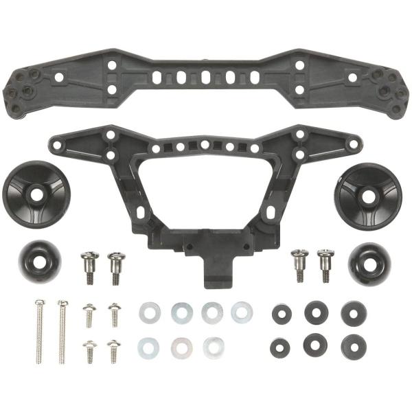 ミニ四駆グレードアップパーツ No.412カーボン強化リヤダブルローラーステー(3点固定タイプ)CARBON REINFORCED REAR DOUBLE ROLLER STAY (3 ATTACHMENT POINTS)●3点固定による高...