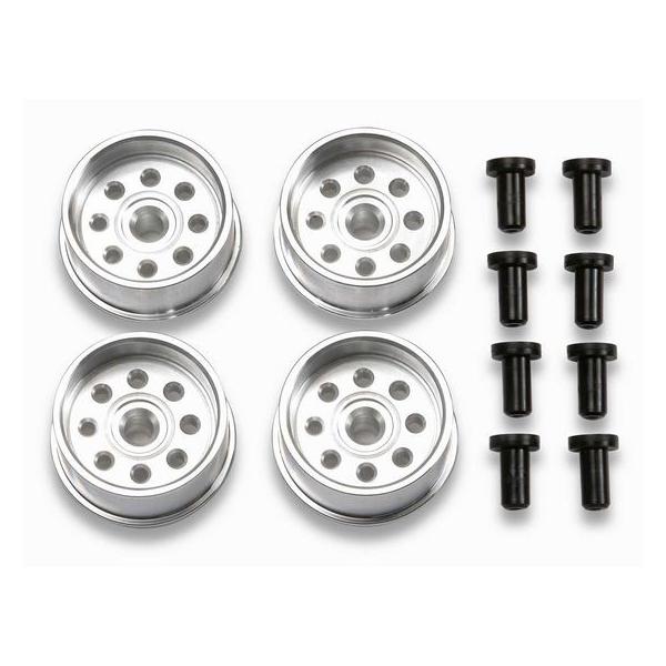 ミニ四駆特別企画（パーツ）HG 大径ナローアルミホイール （4本）HG ALUMINUM LARGE DIA. NARROW WHEELS (4PCS.)●アルミ削り出しならではの高級感ある大径ナローホイール。 ●精度、強度ともに高いため回...