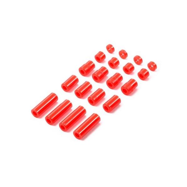 タミヤ ミニ四駆 特別企画商品 軽量プラスペーサーセット(12/6.7/6/3/1.5mm)(レッド) 95400ローラーやブレーキの高さ調整に欠かせないプラスチック製のスペーサーのレッドタイプです。アルミ製に比べて40％も軽く、低摩擦樹脂...