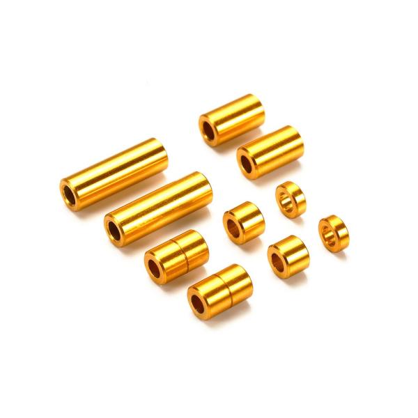 タミヤ ミニ四駆 特別企画商品 アルミスペーサーセット(12/6.7/6/3/1.5mm各2個)(ゴールド) 95442【 マシンの性能アップやセッティングに役立つパーツです 】 ミニ四駆の改造に欠かせないアルミスペーサーを1.5mmから1...
