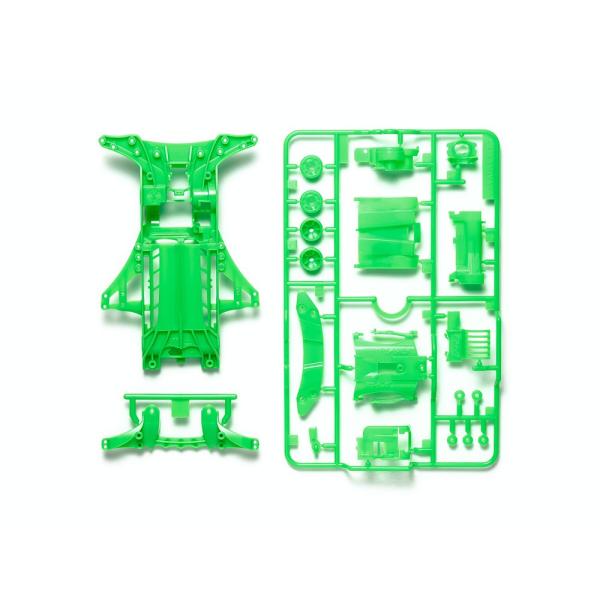 タミヤ ミニ四駆 特別企画商品 FM-A蛍光カラーシャーシセット (グリーン) 95476【 マシンのセッティングやドレスアップに役立つパーツです 】 フロントモーターならではの安定感ある走りがレースでも好評のFM-Aシャーシを、鮮やかな蛍...