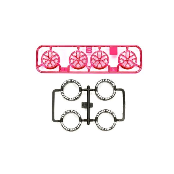 タミヤ ミニ四駆GUP イベント限定商品 ーハイトタイヤ&amp;ピンクメッキホイール(Yスポーク) (５本スポーク) 95529